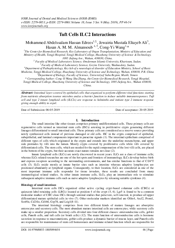 (PDF) Tuft Cells ILC2 Interactions