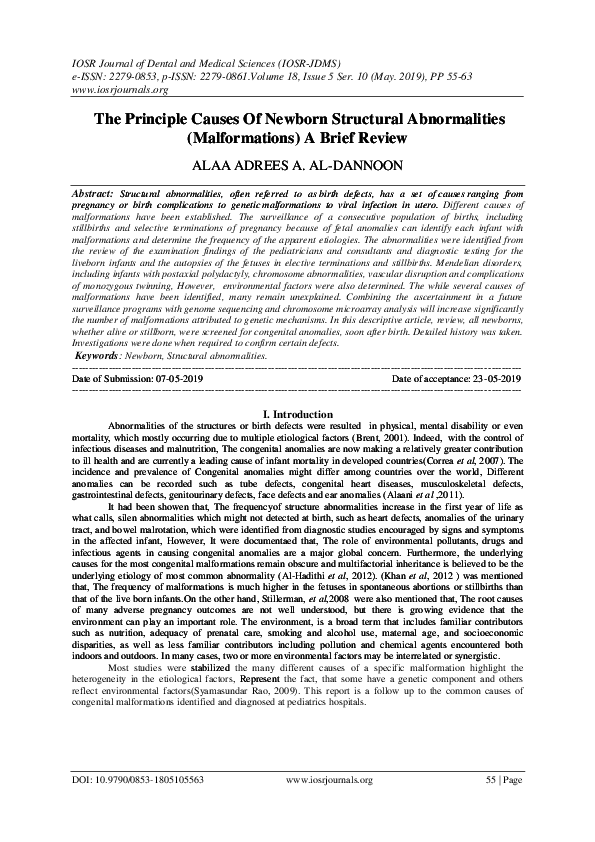 (PDF) The Principle Causes Of Newborn Structural Abnormalities ...