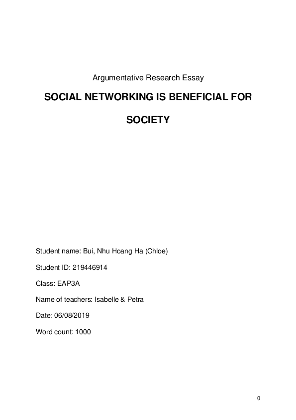 (DOC) SOCIAL NETWORKING IS BENEFICIAL FOR SOCIETY