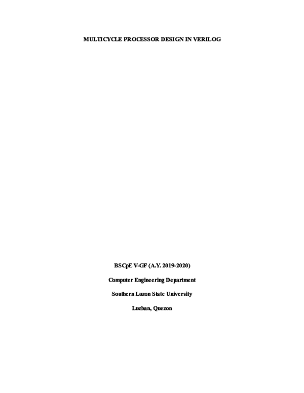 (PDF) MULTICYCLE PROCESSOR DESIGN IN VERILOG