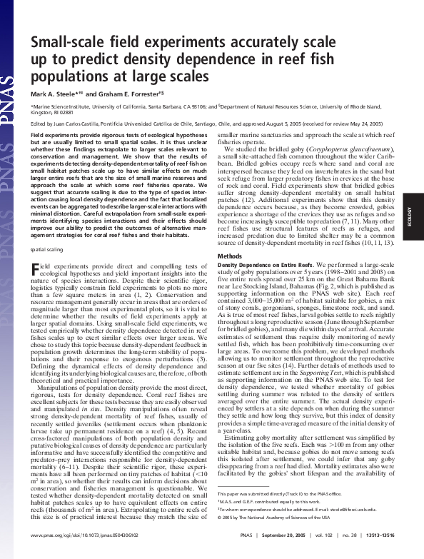 (PDF) Small-scale field experiments accurately scale up to predict ...