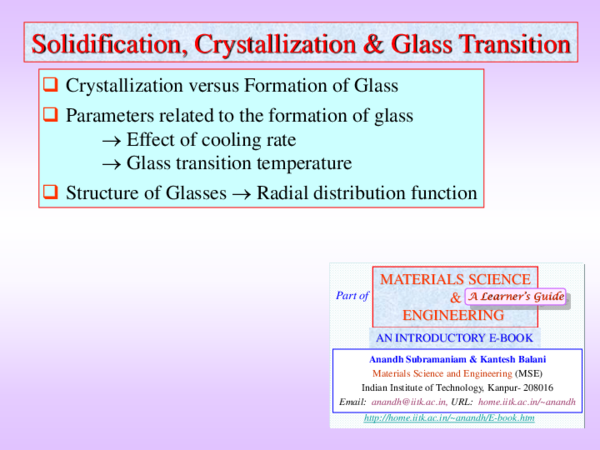 (PPT) Solidification Glass Transition