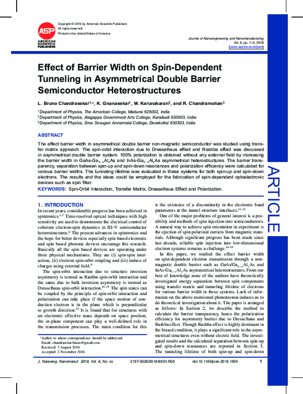 (PDF) Effect of Barrier Width on Spin-Dependent Tunneling in ...