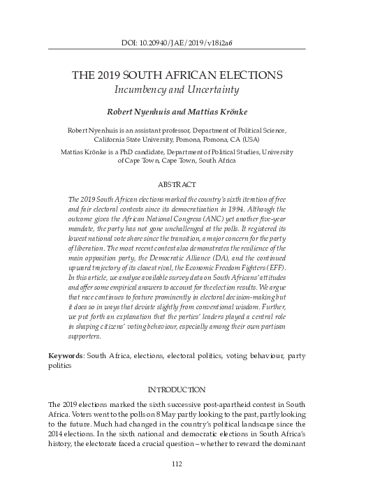 (PDF) Journal of African Elections