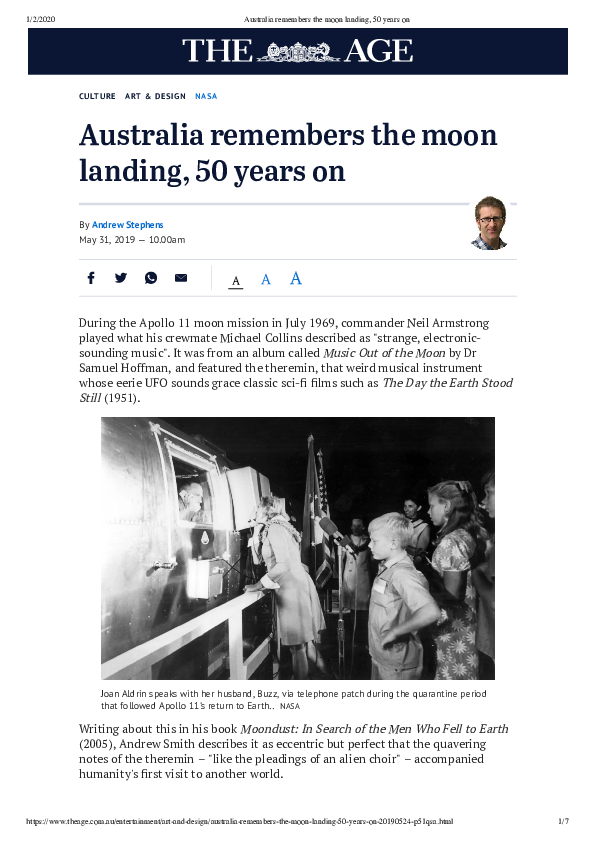 (PDF) Australia remembers the moon landing, 50 years on