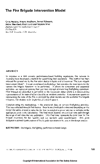 (PDF) The Fire Brigade Intervention Model