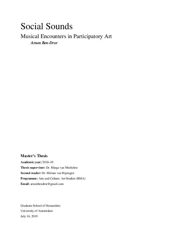 (PDF) Social Sounds: Musical Encounters in Participatory Art