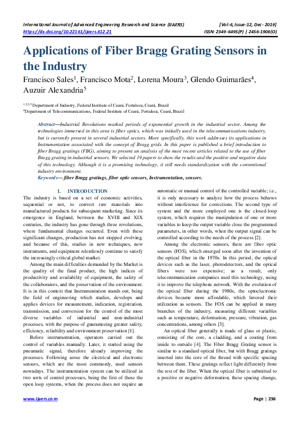 (PDF) Applications of Fiber Bragg Grating Sensors in the Industry