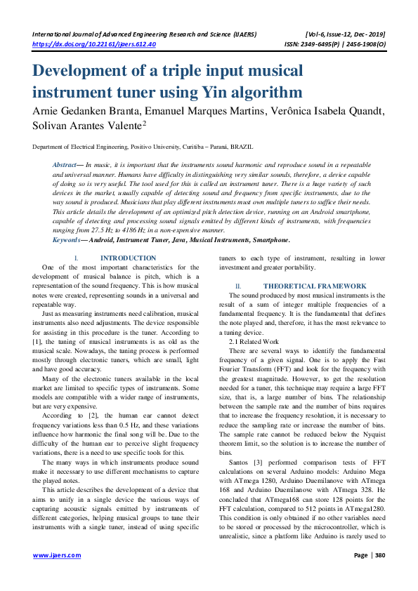 (PDF) Development of a triple input musical instrument tuner using Yin ...