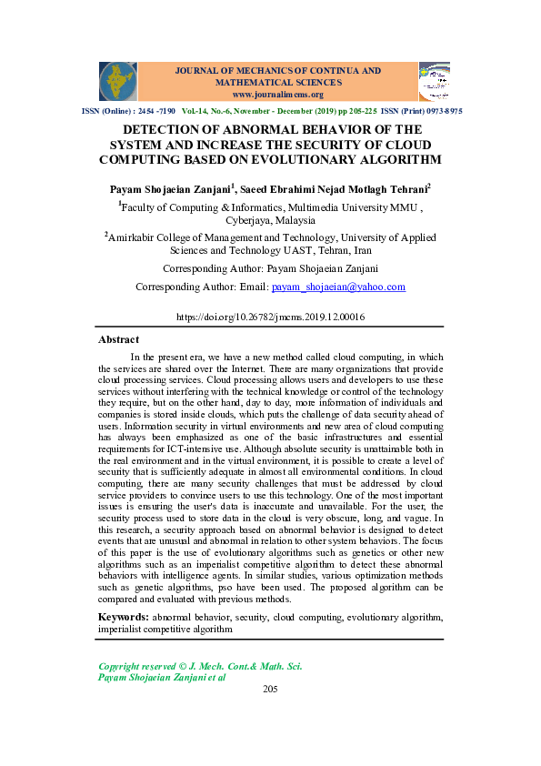 (PDF) DETECTION OF ABNORMAL BEHAVIOR OF THE SYSTEM AND INCREASE THE SECURITY OF CLOUD COMPUTING ...