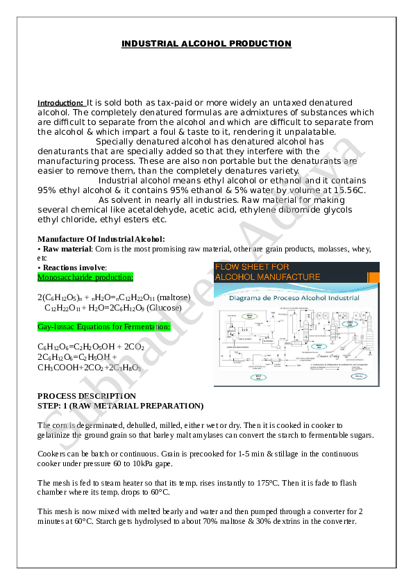 Industrial Alcohol Production