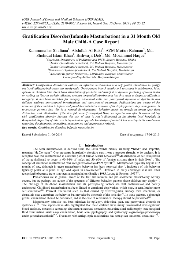 (PDF) Gratification Disorder(Infantile Masturbation) in a 31 Month Old ...