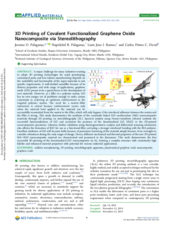 (PDF) 3D Printing of Covalent Functionalized Graphene Oxide ...