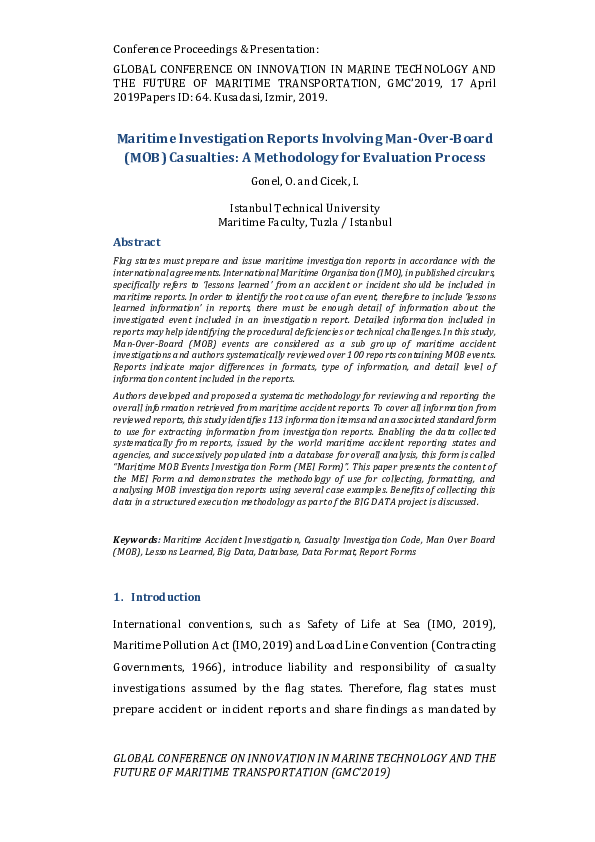 (PDF) Maritime Investigation Reports Involving Man-Over-Board (MOB ...