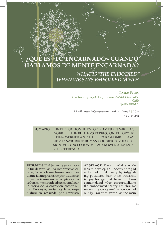 (PDF) QUÉ ES «LO ENCARNADO» CUANDO HABLAMOS DE MENTE ENCARNADA? WHAT IS ...
