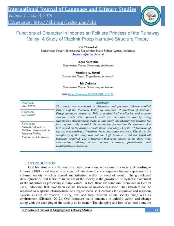 (PDF) Functions of Character in Indonesian Folklore Princess of the ...