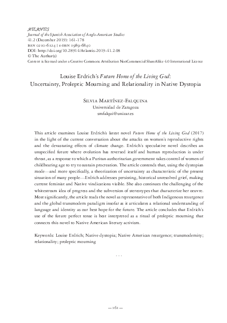 (PDF) Louise Erdrich's Future Home of the Living God: Uncertainty ...