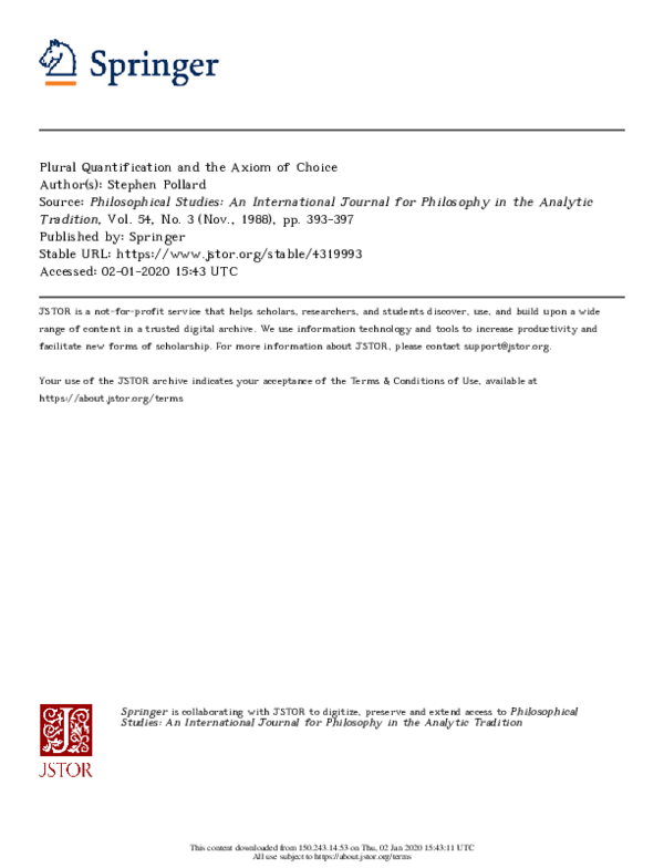 (PDF) Plural quantification and the axiom of choice