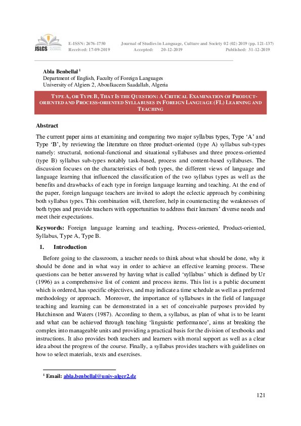 (PDF) TYPE A, OR TYPE B, THAT IS THE QUESTION: A CRITICAL EXAMINATION OF PRODUCT-ORIENTED AND ...