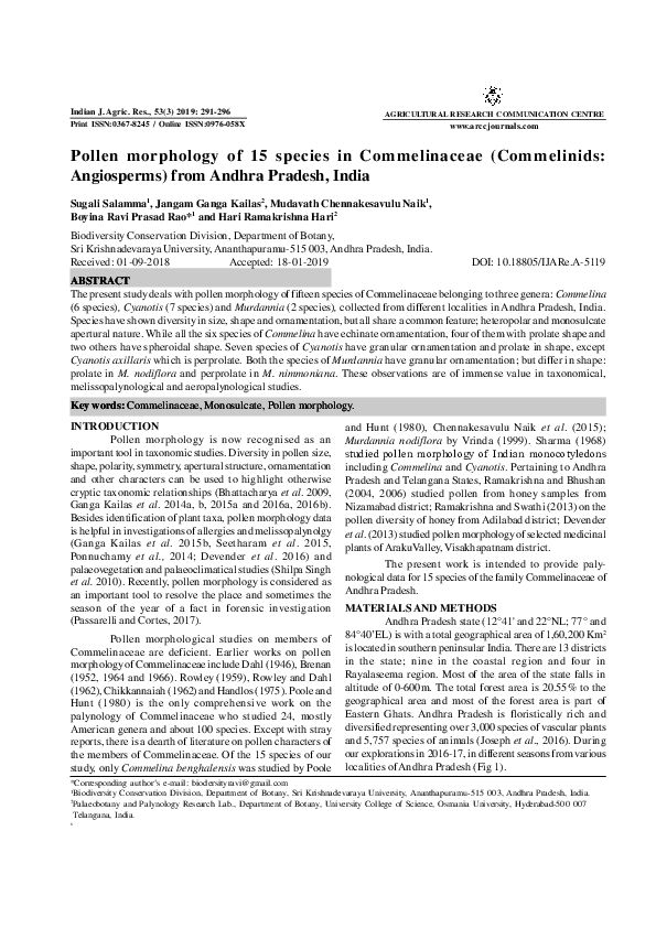 (PDF) Pollen morphology of 15 species in Commelinaceae (Commelinids ...