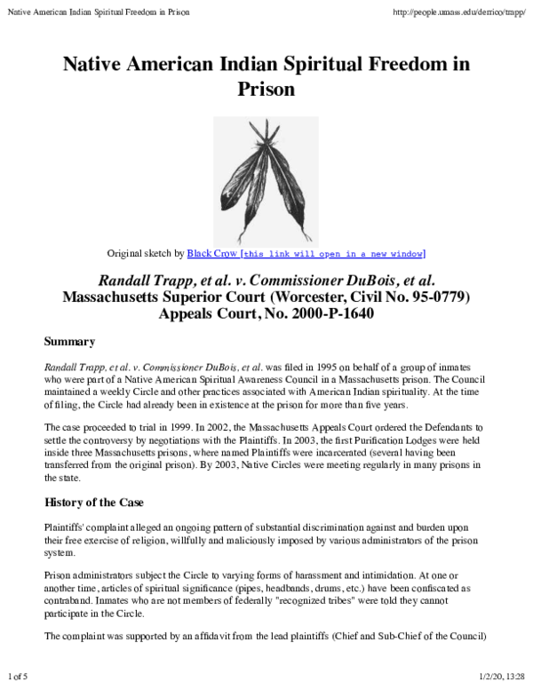(PDF) Native American Indian Spiritual Freedom in Prison