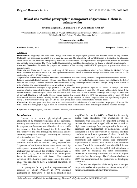 (PDF) Role of who modified partograph in management of spontaneous ...