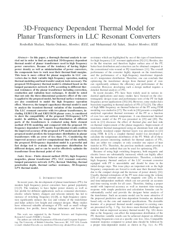 (PDF) Three-Dimensional Frequency-Dependent Thermal Model for Planar ...