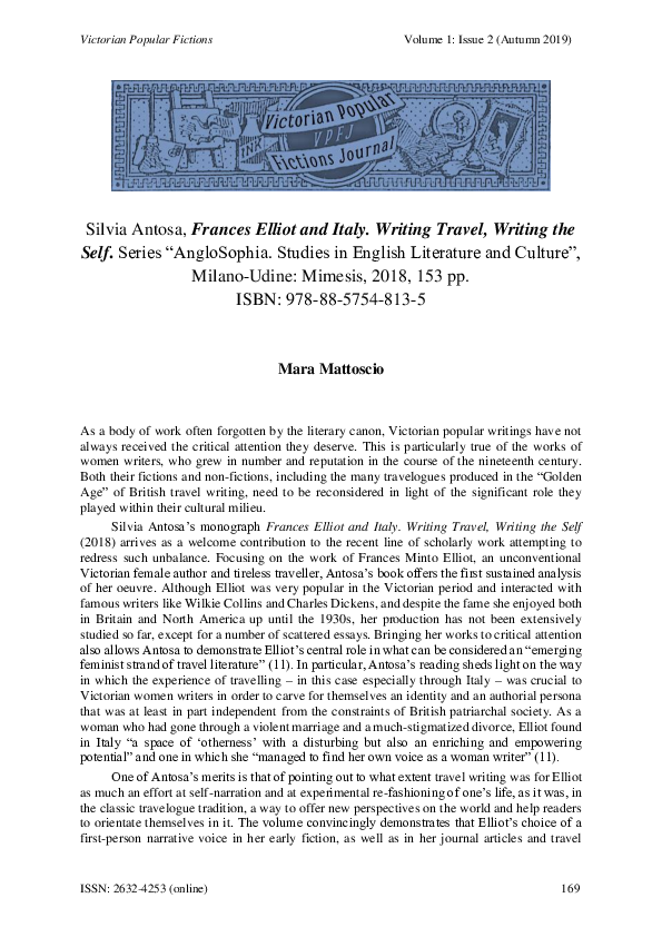 (PDF) Review of "Frances Elliot and Italy. Writing Travel, Writing the ...