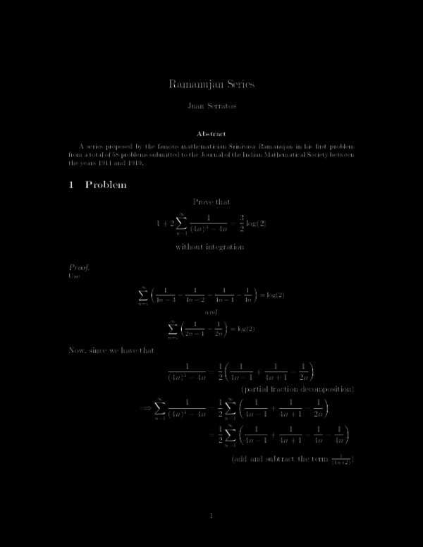 (PDF) Ramanujan Series
