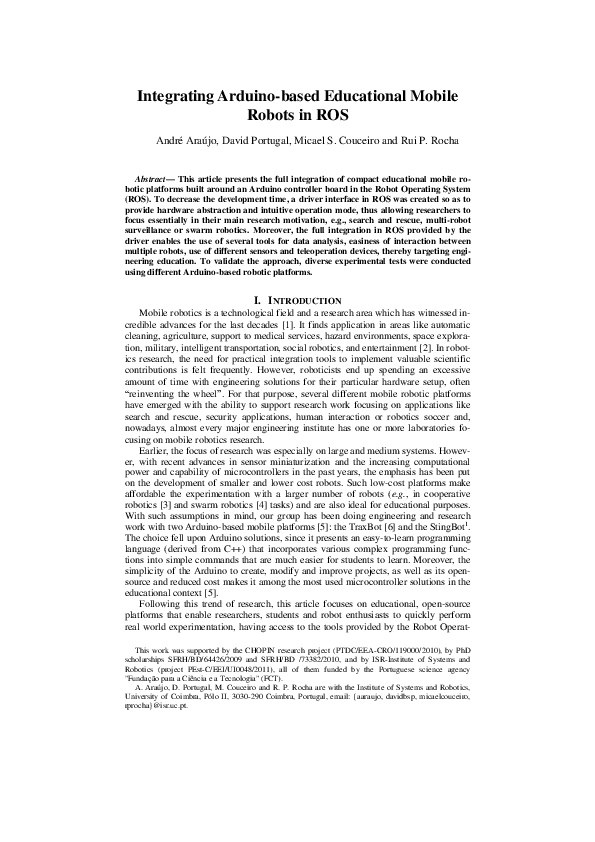 Pdf Integrating Arduino Based Educational Mobile Robots In Ros