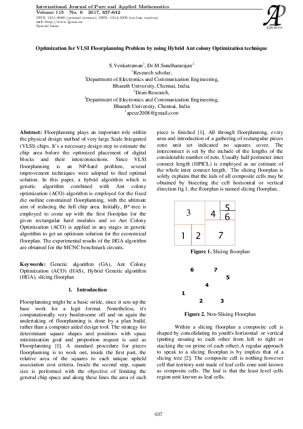 Pdf Optimization For Vlsi Floorplanning Problem By Using Hybrid Ant Colony Optimization