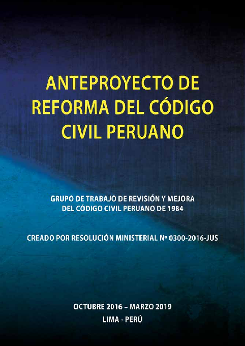 (PDF) Anteproyecto de Reforma del Código Civil de Perú (2016-2019)