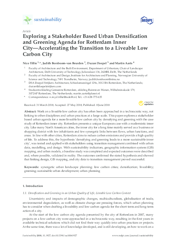 (PDF) Exploring a Stakeholder Based Urban Densification and Greening ...