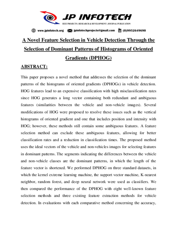 (DOC) A Novel Feature Selection in Vehicle Detection Through the ...