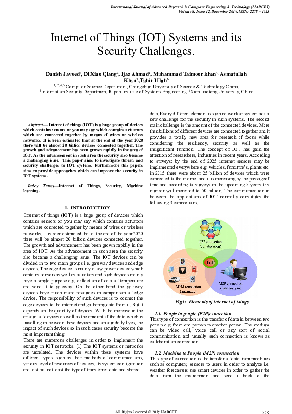 (PDF) Internet of Things (IOT) Systems and its Security Challenges.