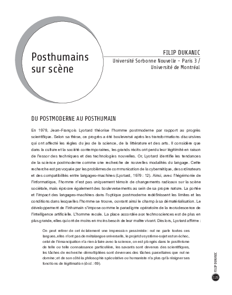 (PDF) Posthumains sur scène