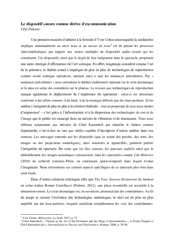 (DOC) Le dispositif sonore comme dérive d'excommunication