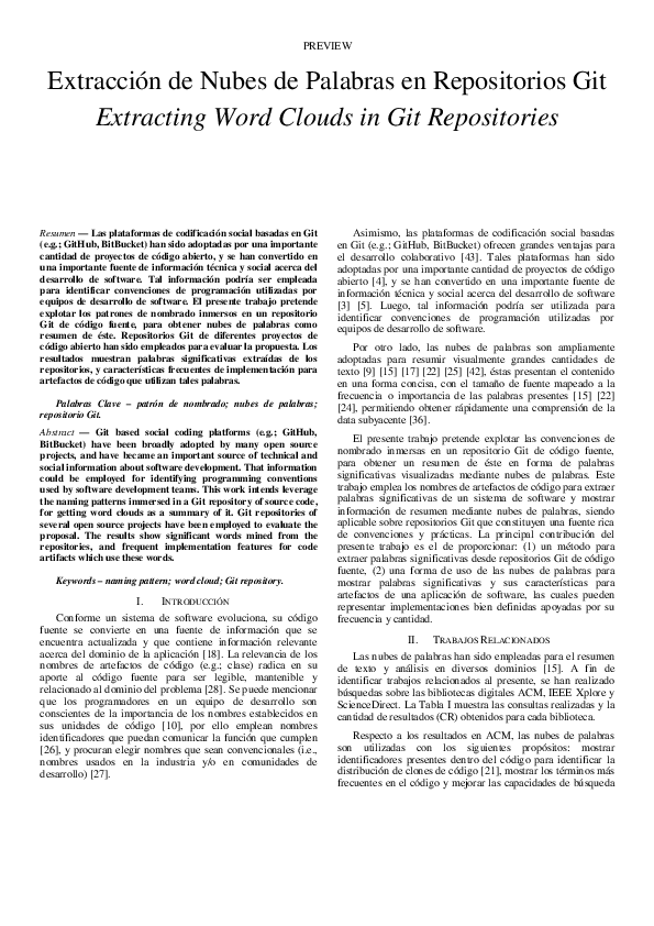 (PDF) Extracting Word Clouds in Git Repositories - Extracción de nubes de palabras en ...