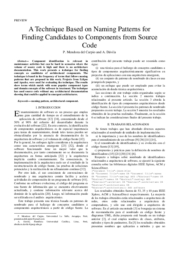 (PDF) A Technique Based on Naming Patterns for Finding Candidates to ...