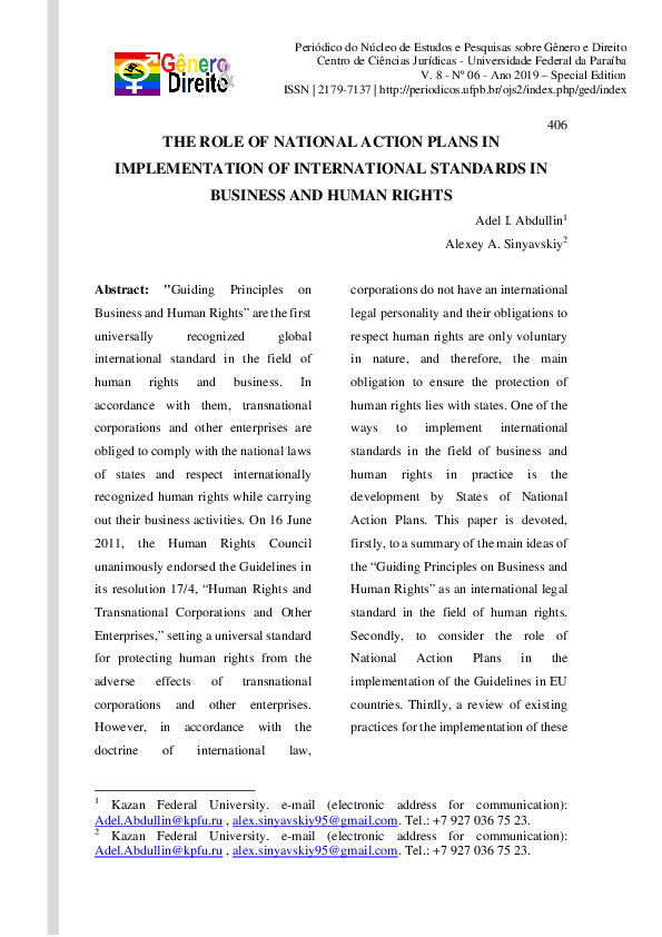 (PDF) The role of National Action Plans in implementation of ...