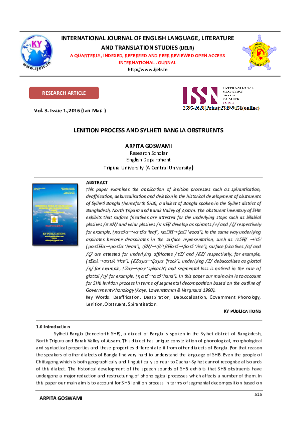 (DOC) Lenition process in Sylheti Bangla