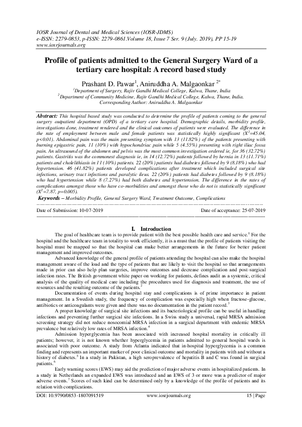 (PDF) Profile of patients admitted to the General Surgery Ward of a ...