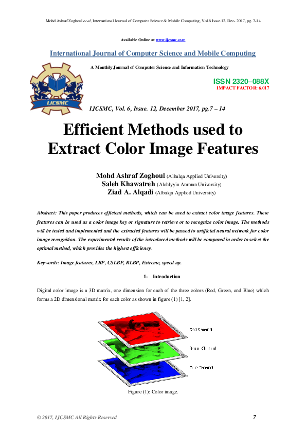 (PDF) Efficient Methods used to Extract Color Image Features﻿