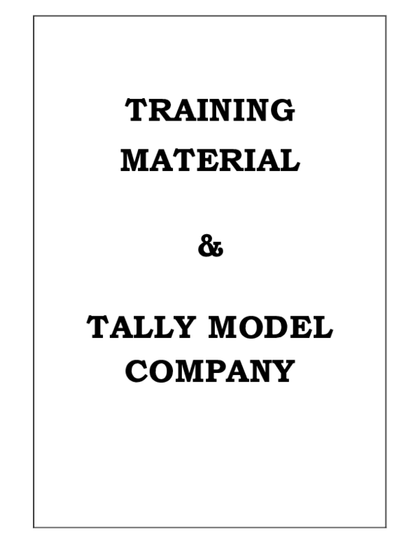 (PDF) TALLY BOOK FOR TRAINING