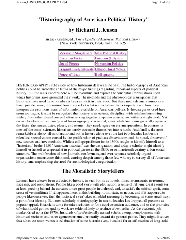 (PDF) "Historiography of American Political History"