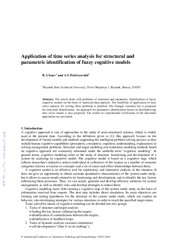 (PDF) Application of time series analysis for structural and parametric identification of fuzzy ...