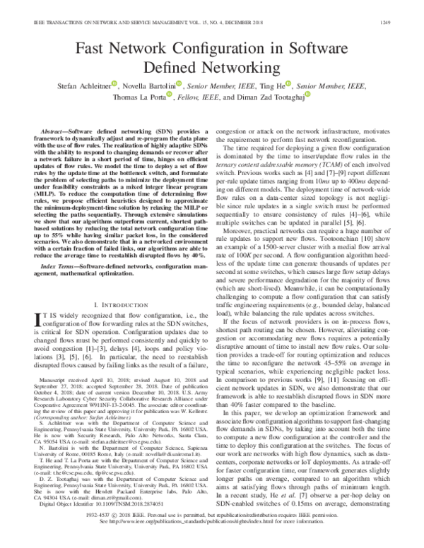 (PDF) Fast Network Configuration in Software Defined Networking