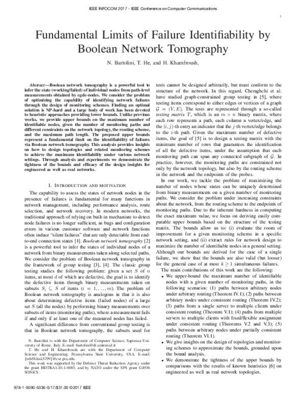 (PDF) Fundamental Limits of Failure Identifiability by Boolean Network Tomography