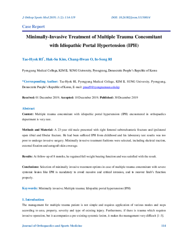 (PDF) Minimally-Invasive Treatment of Multiple Trauma Concomitant with ...