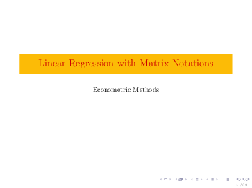 (PDF) Linear Regression with Matrix Notations Econometric Methods